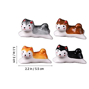 Operitacx 4Pcs Ceramic Cute Dog Chopsticks Rest Dinner Spoon Rest Stand Knife Fork Chopstick Holder Fork Spoon Racks Desktop Decor