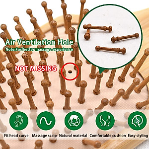 JDY Brush Natural Bamboo Hair Brush Paddle Hairbrush For Women,Men and Kids Curly Straight Wavy Thick Long Hair for better Scalp Massage