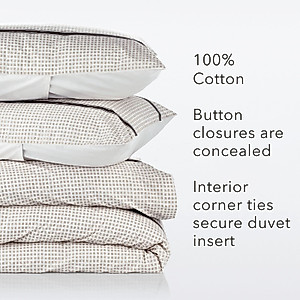 Nate Home by Nate Berkus 250TC 3-Piece Printed Shapes All-Season Cotton Duvet Cover Set | Bedding Set from mDesign - King Size - 1 Duvet Cover, 2 Pillow Shams, Pearl/Night (Taupe/Black)