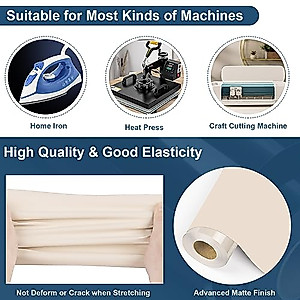 VINYL FROG Cream Heat Transfer Vinyl Rolls, 12" x25ft Cream Iron on Vinyl for Cricut & Cameo, Brown HTV Vinyl Roll for All Cutter Machine, Easy to Cut & Weed for Heat Press Design