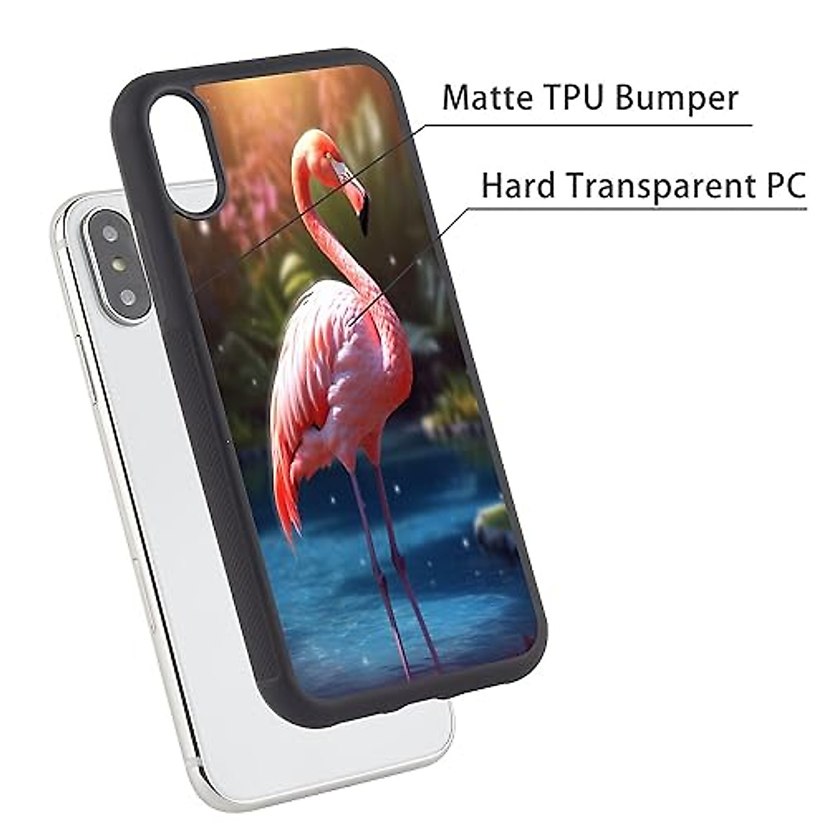 Elgzigok Black TPU Case Fits iPhone Xs Max with Flamingo-aa18 Pattern Design Black Soft TPU Slim Fit Anti Scratched Protection Cover Case for iPhone Xs Max