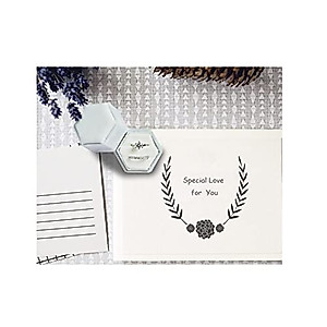 VOMNA Wedding Ring Box,Premium Gorgeous Velvet Double Ring Holder,Jewelry Organizer for Proposal,Engagement(White)