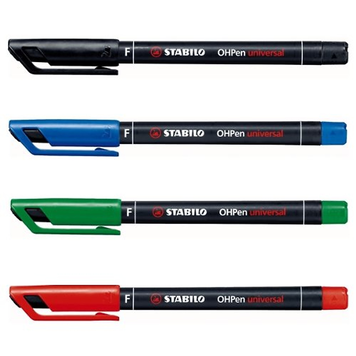 Stabilo OHPen PERMANENT Universal Marker Pen - Fine (F) Line / Width 0.7mm - ALL 4 Colour (Black-Blue-Green-Red)