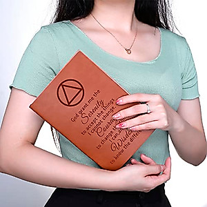 AA & NA Sobriety Leather Notebook Addiction Recovery Gift for Friends Women Men Birthday Gifts New Beginnings Gifts for Friends (God grant me-AA)