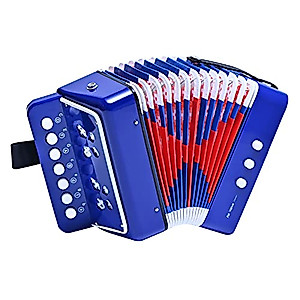 Kids Accordion 10 keys Button Accordian,Musical Toy Instrument,Mini Accordion for Children Beginners (Blue)