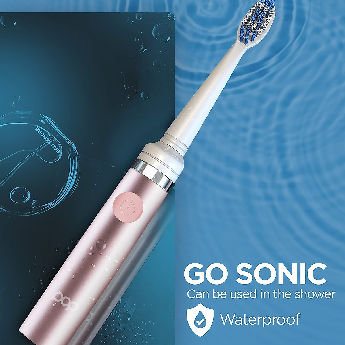 Pop Sonic Electric Toothbrush (Metallic Rose) - Travel Toothbrushes w/AAA Battery | Kids Electric Toothbrushes with 2 Speed & 15,000-30,000 Strokes/Minute, Dupont Nylon Bristles