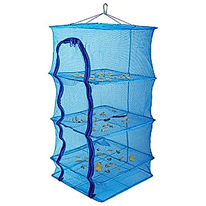 Wjiang Fish Drying Net 3 Layers Folding Drying Net Drying Cage for Drying Fish, Vegetables, Fruit Dryer Mesh Hanging Net for Fishing, Picnic, Household.