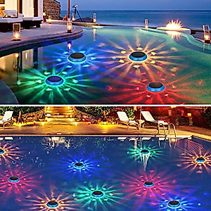 Floating Pool Lights Solar Powed,LED Pool Lights with RGB Color Changing Waterproof Solar Pood Lights for Swimming Pool at Night,Outdoor LED Pool Lights That Float for Pool,Pond,Hot tub (2 PACK)