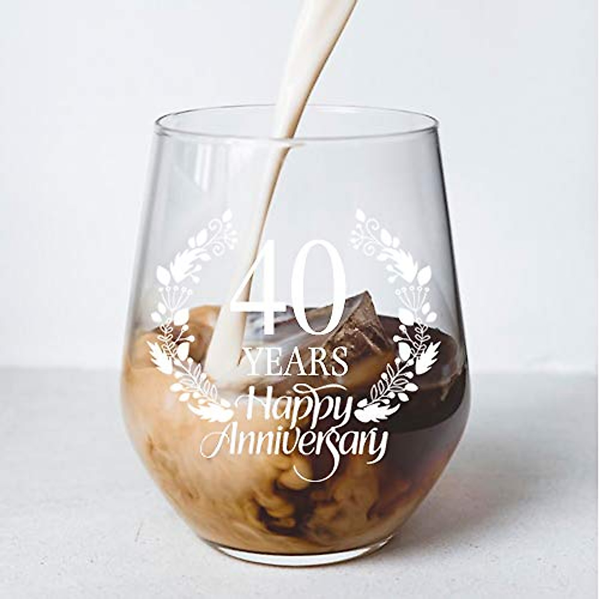 40 Years Happy Anniversary Wine Glass, 40th Anniversary Wedding Gift For Mom, Dad, Wife, Soulmate, Couple, Funny Vintage Unique Personalized, 40 Years Gifts, Funny Vintage Aged To Perfection