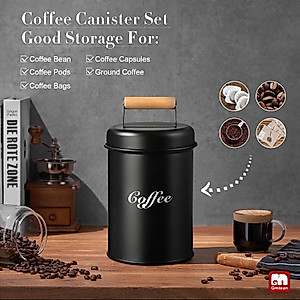 GMISUN Coffee Canister, 33fl oz/1L Black Coffee Grounds Container for Coffee Station, Airtight Coffee Bean Storage as Coffee Bar Organizer, Sealed Coffee Holder for Countertop, Coffee Bar Accessories