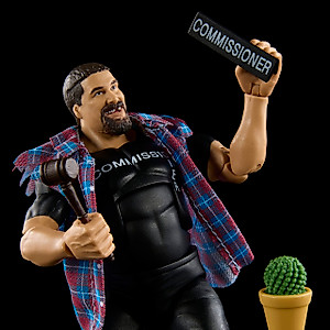 Mattel WWE Elite Collection Action Figure & Accessories, Series #102 Commissioner Foley 6-inch Collectible with 25 Articulation Points & Swappable Hands