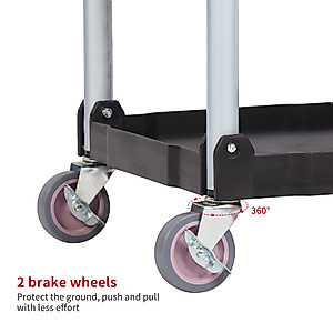 lesolar Portable Folding Service Cart - 3 Tier 150LBS Capacity - Rolling Cart Utility Cart Foldable Cart with Wheels for Warehouse Home, Black