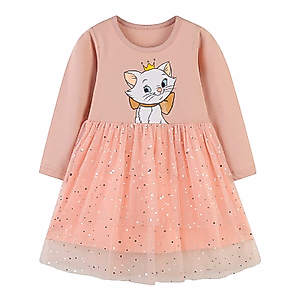 Amberetech Toddler Baby Girls Longsleeve Dress Tulle Tutu Long Sleeve Party Casual Dresses for3-4 Years