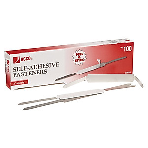 ACCO Self-Adhesive Fasteners, 2" Capacity, Economy, 100 Fasteners/Box (70020), Silver (A7070020)