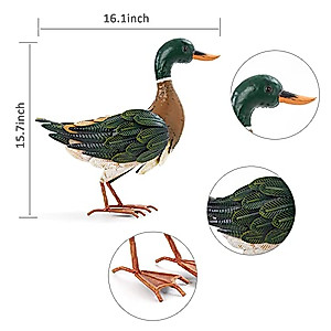 haitianxin Mallard Duck Outdoor Sculpture, Mallard Duck Animal Garden Statue, Garden Outdoor Statue Metal Duck Art Sculpture, for Outdoor Patio, Backyard and Home Kitchen Decoration