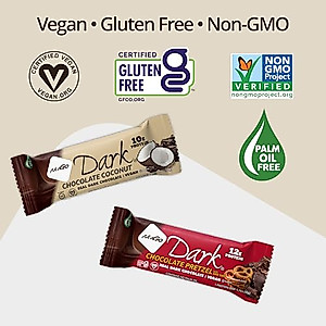 NuGo Dark Pretzel and Sea Salt, 12g Vegan Protein, 200 Calorie, Gluten Free, 24 Count