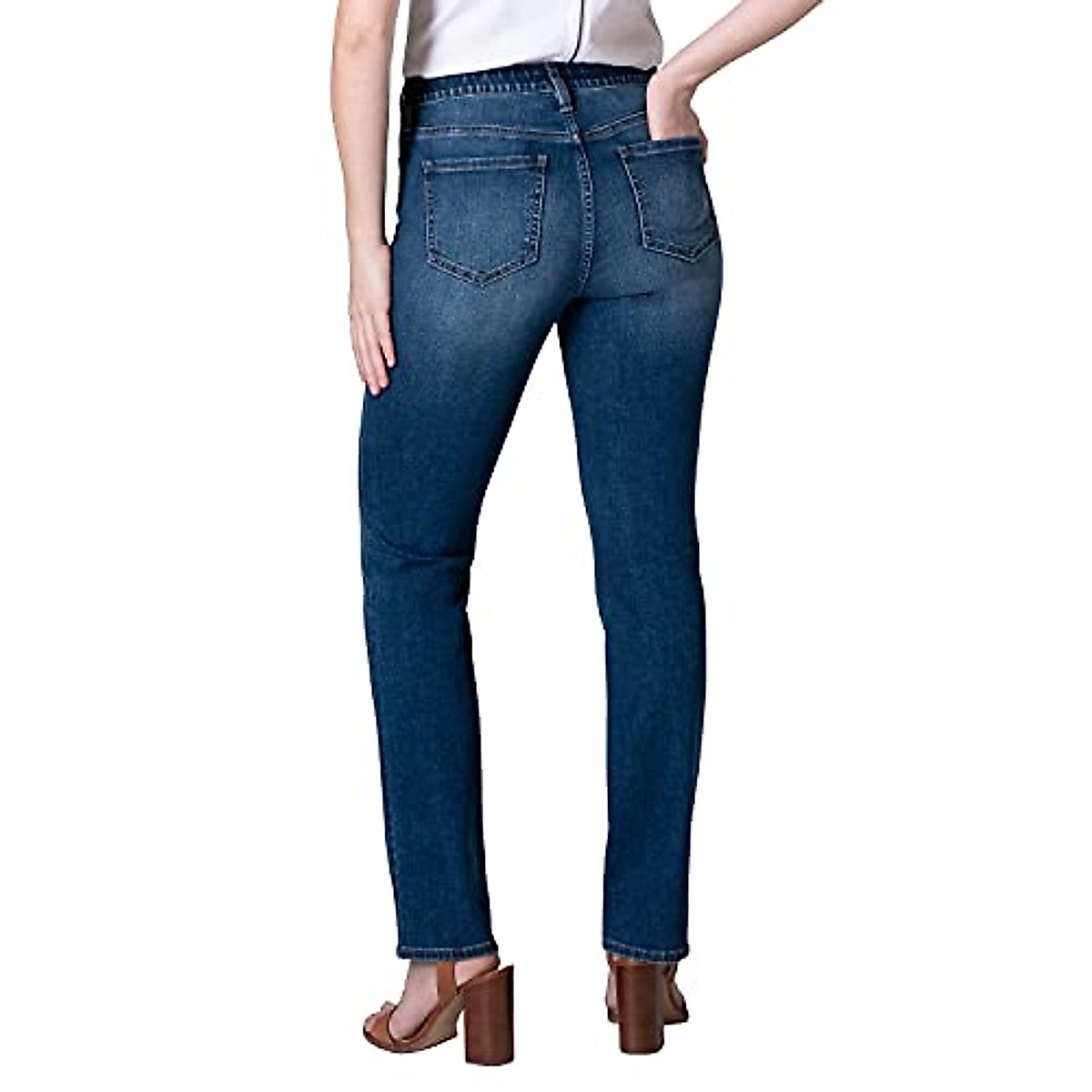 JAG Jeans Women's Ruby Mid Rise Straight Leg Jeans, Thorne Blue, 16