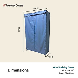 Formosa Covers Durable and Portable Wire Shelving Cover - Protect Your Shelving and Keep Your Room Organized (Cover Only) (48" W x 18" D x 75" H) (Dusty Blue, 48" W x 18" D x 75" H)
