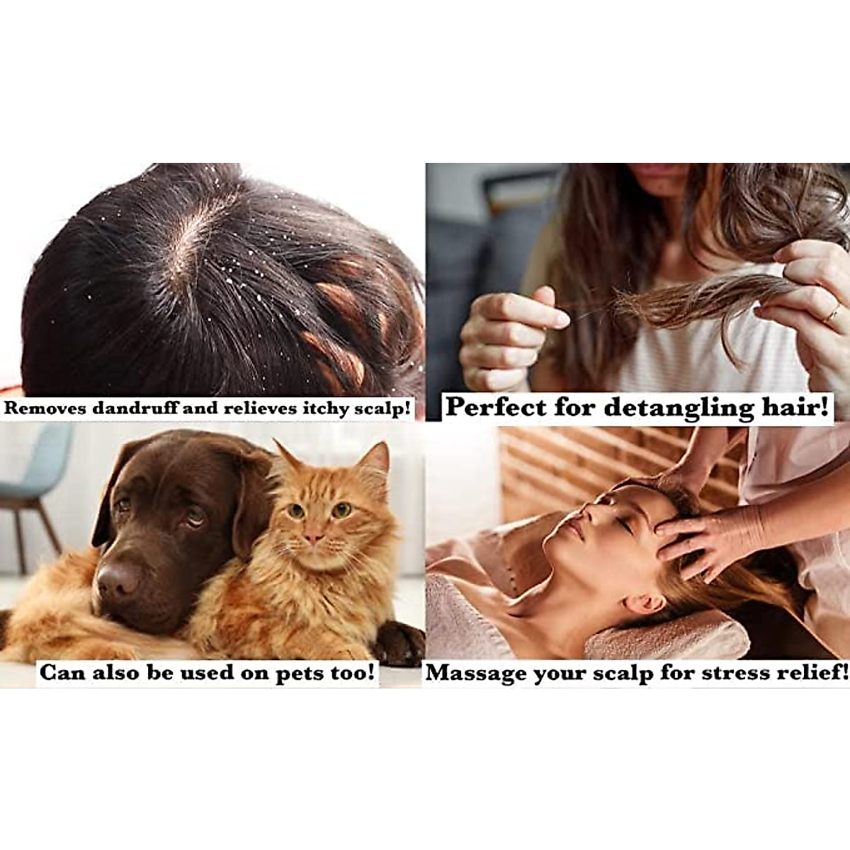 G.B.S Hair Brush Massager Shampoo Hair Scalp Soft Dandruff Cleaning Shower Massager 4 Pack for Men Women Kids The Best Invigorating Head Scrubber! Christmas Day Gift Birthday Gift Father's Day