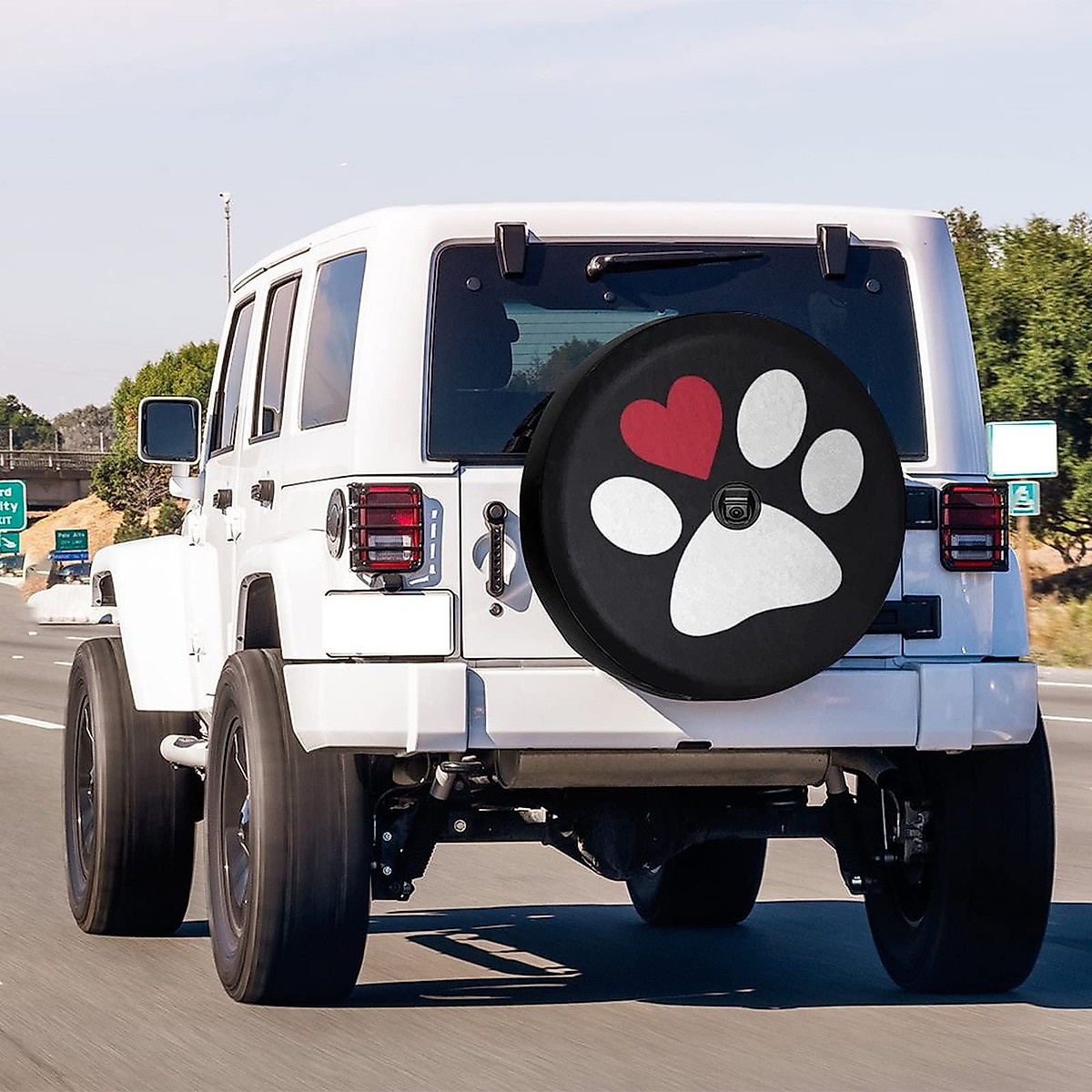 Delerain Spare Tire Cover with Backup Camera Hole Dog Paw Print Wheel Covers Waterproof Dust-Proof UV Sun Universal Fit for RV Trailer RV SUV Truck and Many Vehicle (17 Inch for Diameter 31"-33")