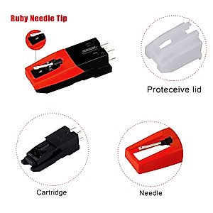 2PCS Record Player Cartridge with 2PCS Record Player Needle Turntable Needles Record Player Stylus Record Player Needle Replacement Accessories for Vinyl Record Player