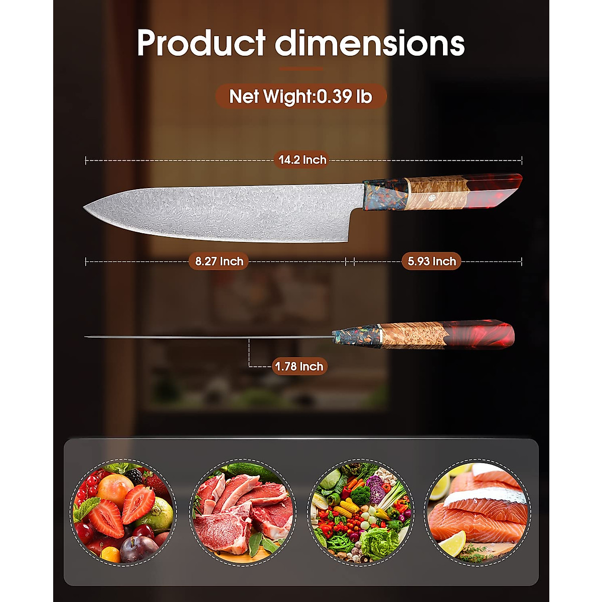 Huusk Japan Knife 8.27 Inch Razor Sharp Kitchen Knives Bundle with Boning Knife for Meat Cutting