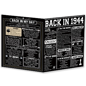 Asmallgf Happy 80th Birthday Gifts for Grandpa Grandma, Giant Big Back in 1944 Birthday Card with Envelope, Eighty Years Old Bday Gift Decorations for Women Men, Vintage 80 Husband Wife Bday Gifts