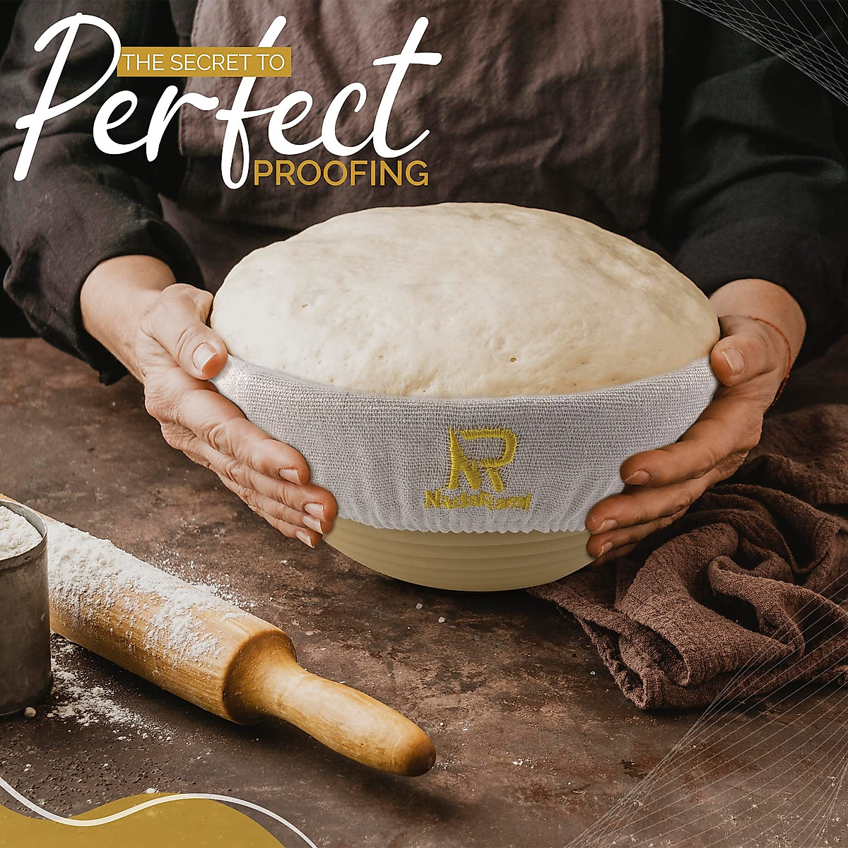 Banneton Bread Proofing Basket - Sourdough Proofing Basket Set of two - 9 &10 Inch Round - Bread Proofing Basket with Dough Scraper, Bread Lame, and Linen Liner - Sourdough Banneton Basket