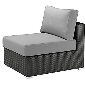 Modway EEI-1854-CHC-GRY Sojourn Wicker Rattan Outdoor Patio Sunbrella Fabric Armless Chair in Canvas Gray
