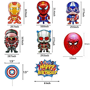 Birthday Party Supplies, Birthday Decorations for Boys Kits Include Birthday Banner, Balloons, Cake Toppers, Gold Flat Ribbon