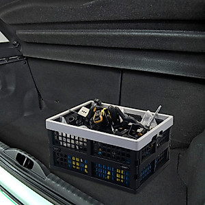 CadineUS 2 Packs 15 Liter Folding Crates, Plastic Collapsible Storage Basket, F