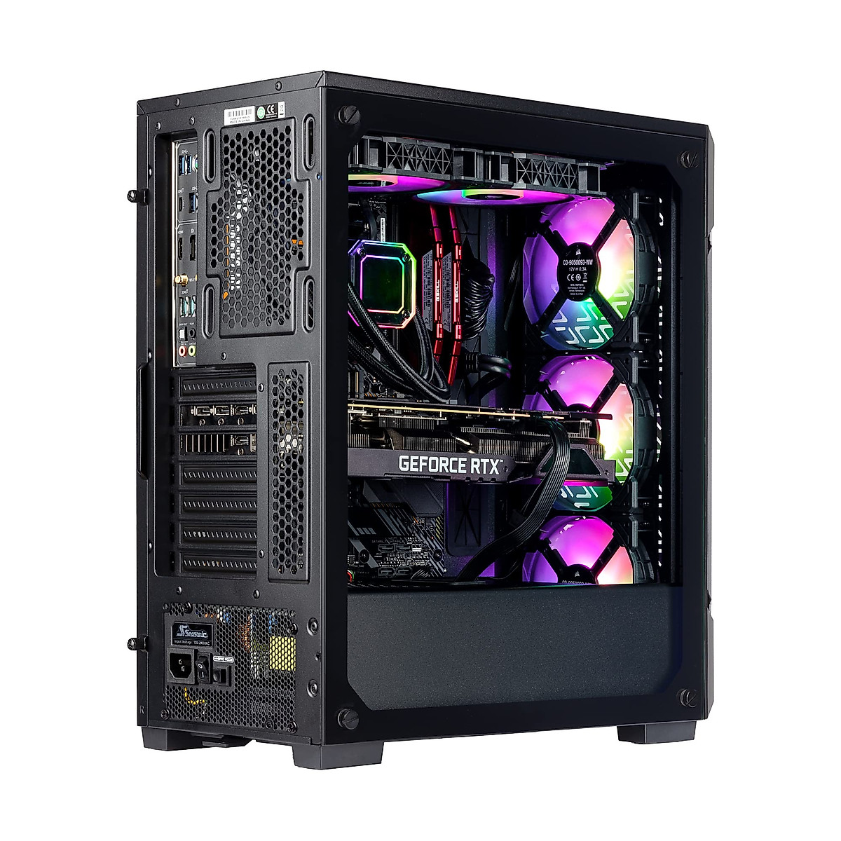 Velztorm Ferrux Custom Built Gaming Desktop PC Liquid-Cooled (AMD Ryzen 9-5900X 12-Core, 32GB DDR4, 1TB PCIe SSD+3TB HDD (3.5), GeForce RTX 3080 10GB, WiFi-N, 240mm AIO, RGB Fans, 750W PSU, Win10H)