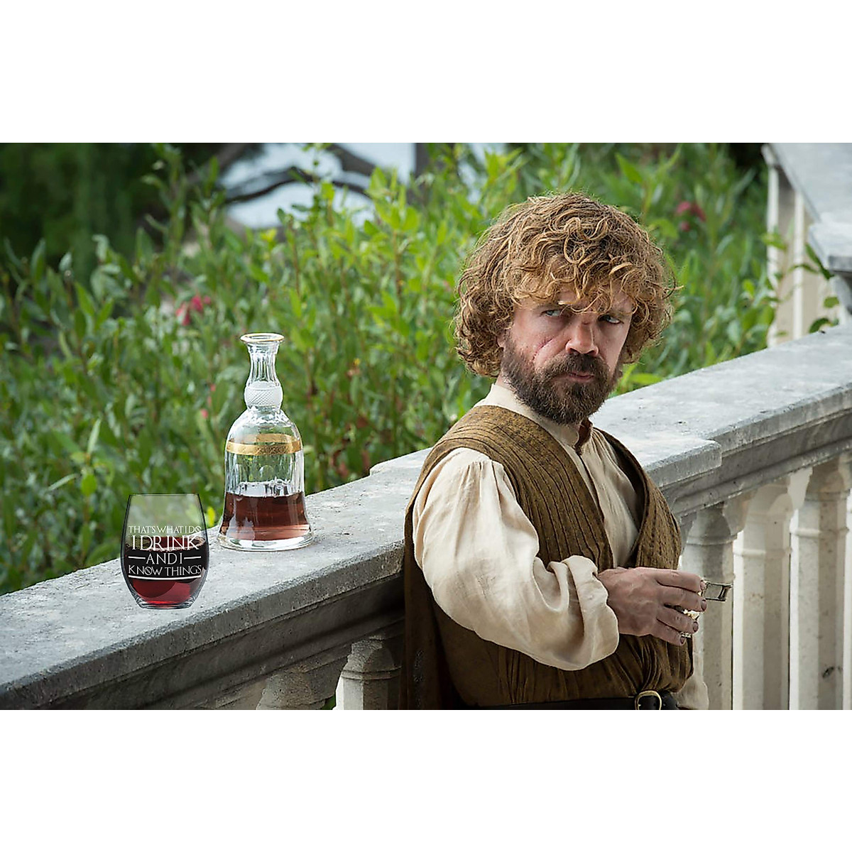 Game of Thrones Stemless Wine Glasses (21oz) - Personalized Etched Glassware w/ “That’s What I Do I Drink and I Know Things” Quote - Stemless Custom Wine Glasses - Fathers Day Gifts for Dads