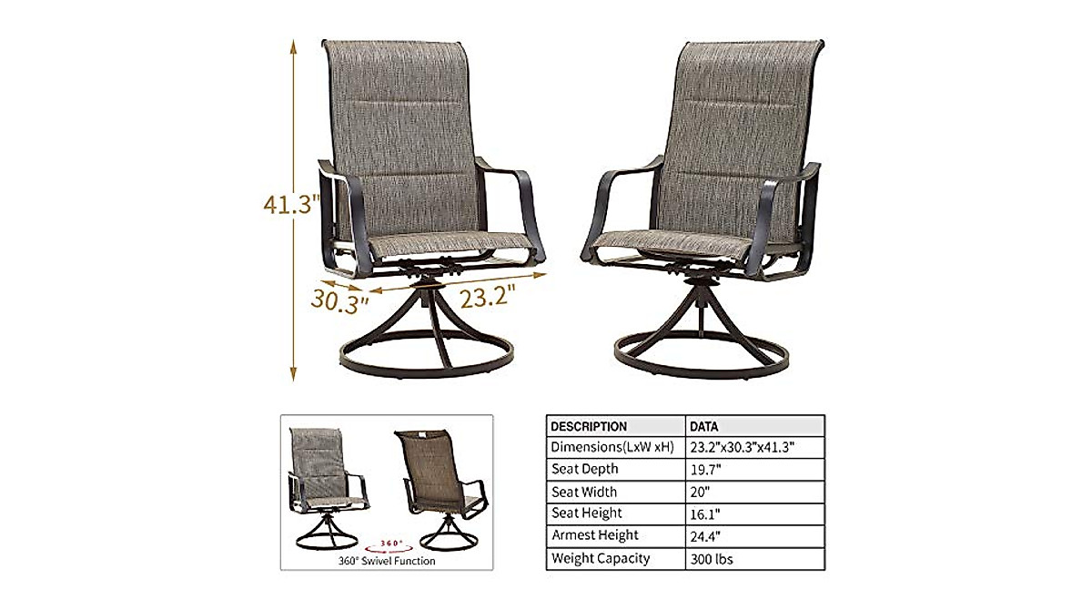Top Space Outdoor Swivel Rockers Set - Durable All-Weather Chairs