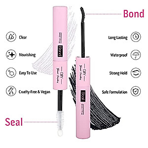 Lash Bond and Seal Lash Clusters Glue Long Lasting 2 in 1 Lash Glue for DIY Lash Extensions at Home Strong Hold Cluster Eyelash Adhesive Waterproof (5ml+5ml) by Newcally