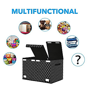 Meerainy Toy Box Storage Organizer with Lid,Collapsible Toys Boxes Chest Basket Bins with Sturdy Handles for Boys and Girls, Nursery, Playroom