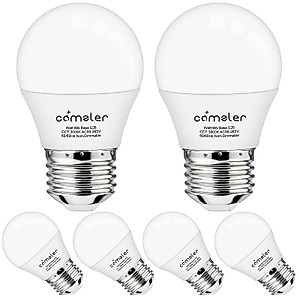 comzler A15 LED Small Light Bulbs, E26 Base 60 Watts Equivalent Soft Warm White 3000K Ceiling Fan Light Bulbs, Appliance Energy Saving Light Bulbs for Refrigerator, 6 Pack