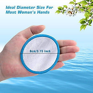 Samtone Reusable Makeup Remover Pads 20 Pack with Cotton Laundry Bag and Round Box – Organic Face Cleansing Reusable Cotton Rounds for Toner, Washable Eco-Friendly Bamboo Cotton Pads Diameter 8cm