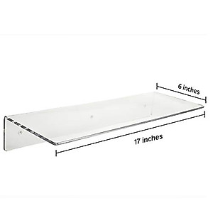 My Charity Boxes 17" Floating Wall Mounting Bookshelf for Kids Room; Clear Acrylic Bathroom Shelves Cosmetics Organizer, Spice Rack or Wall Décor Display (2 Pack)