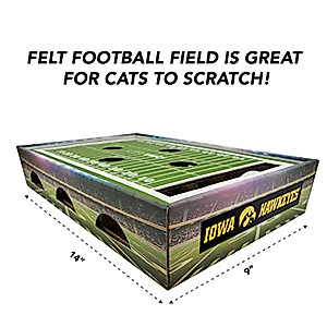 Pets First NCAA Iowa Hawkeyes Cat Scratcher Box, Game Day Cat Toy, NCAA Football Field Designed Cat Scratcher and Lounge, Stimulating Cat Game,IA-5028