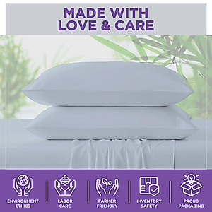 CharlottelyHues Luxury 100% Egyptian Cotton Bed Sheets - 1000 Thread Count 4-Piece King Sheets Set, Long Staple Cotton Bedding Sheets, Sateen Weave, Hotel Sheets, Fits Upto 18" Mattress - Sky Blue