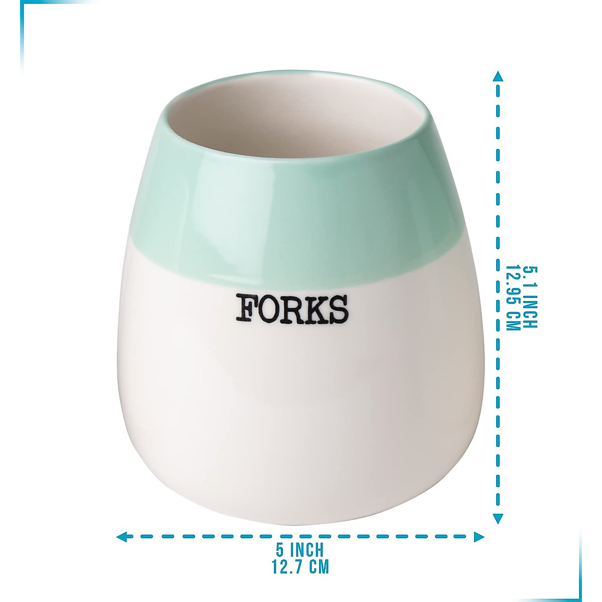 Ceramic "Honeypot" Cutlery Holder - Set of 3 - Farmhouse Silverware Caddy for Kitchen Countretop - Decorative Spoon, Fork & Knife Holder for Parties & More - Rustic Caddy Made of Premium Ceramic