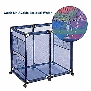 Yescom 36"x24"x35" Mesh Pool Storage Bin Netting Organizer Rolling Storage Cart Metal Frame Float Goggles Container Backyard Garage