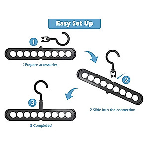 Magic Hangers, 10 Pack Black Hangers, Clothes Hangers, Closet Organizers and Storage, Hangers Space Saving, Non-Slip Hangers, Multifunctional Storage Plastic Hangers with 9 Slots, Dorm Room Essentials