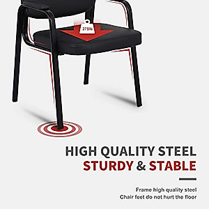 CLATINA Waiting Room Chair Reception Chair with Padded Arm Rest, Leather Office Desk Guest Chair for Lobby Conference Room, Black