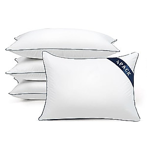 SILUI Pillows Standard Size Set of 4 Pack Bed Pillow with Soft Medium Support Down Alternative Fill for Side Back Stomach Sleepers, 20x26 Inches, White
