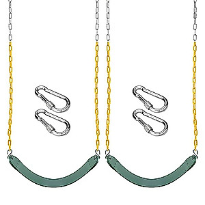 Ymeibe Heavy Duty Toddler Swing Set with 66 Inches Chain Coated Swing Seat Replacement Accessories for Kids Outdoor Play Playground Trees Swing (Green/2 Pack)