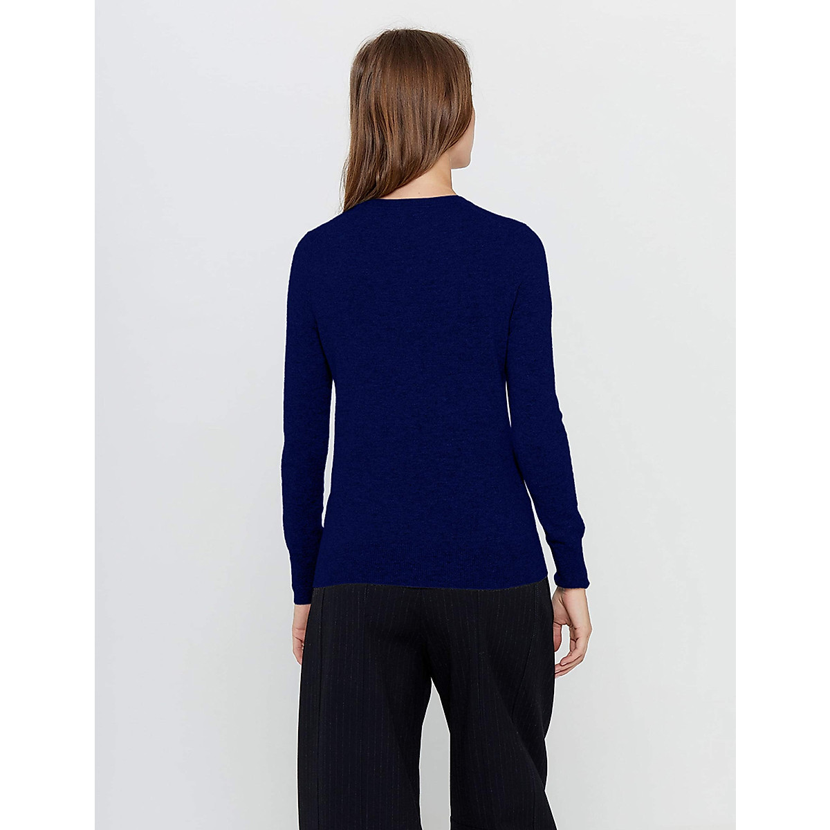 State Cashmere Women’s Essential V-Neck Sweater 100% Pure Cashmere Classic Long Sleeve Pullover (Navy, XX-Large)