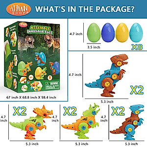 8 Pack Take Apart STEM Dinosaur Toys for Kids 3-5 Prefilled Dinosaur Eggs Learning Educational Building Construction Set for Toddlers Boys Girls Age 3 4 5 6 7 8 Year Old Birthday Gifts
