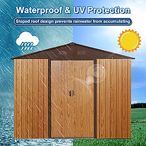 LUSPAZ 6ft x 8ft Outdoor Metal Storage Shed with Metal Floor Base,Air Vent,Sliding Doors and Padlock Patio Shed All Accessory Included Easy to Assemble for Backyard